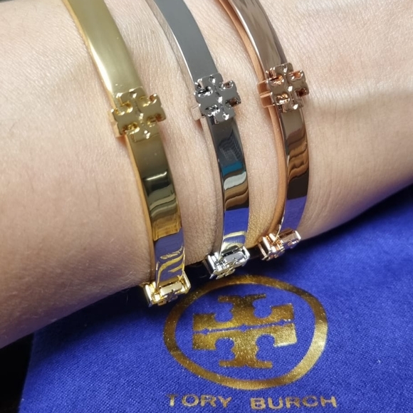 Tory Burch | Jewelry | Tory Burch Logo Bangle Bracelet In Gold Or ...